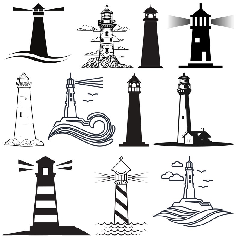 Lighthouse SVG Bundle, Lighthouse Clipart, Lighthouse SVG Cut Files for Cricut, Lighthouse ...