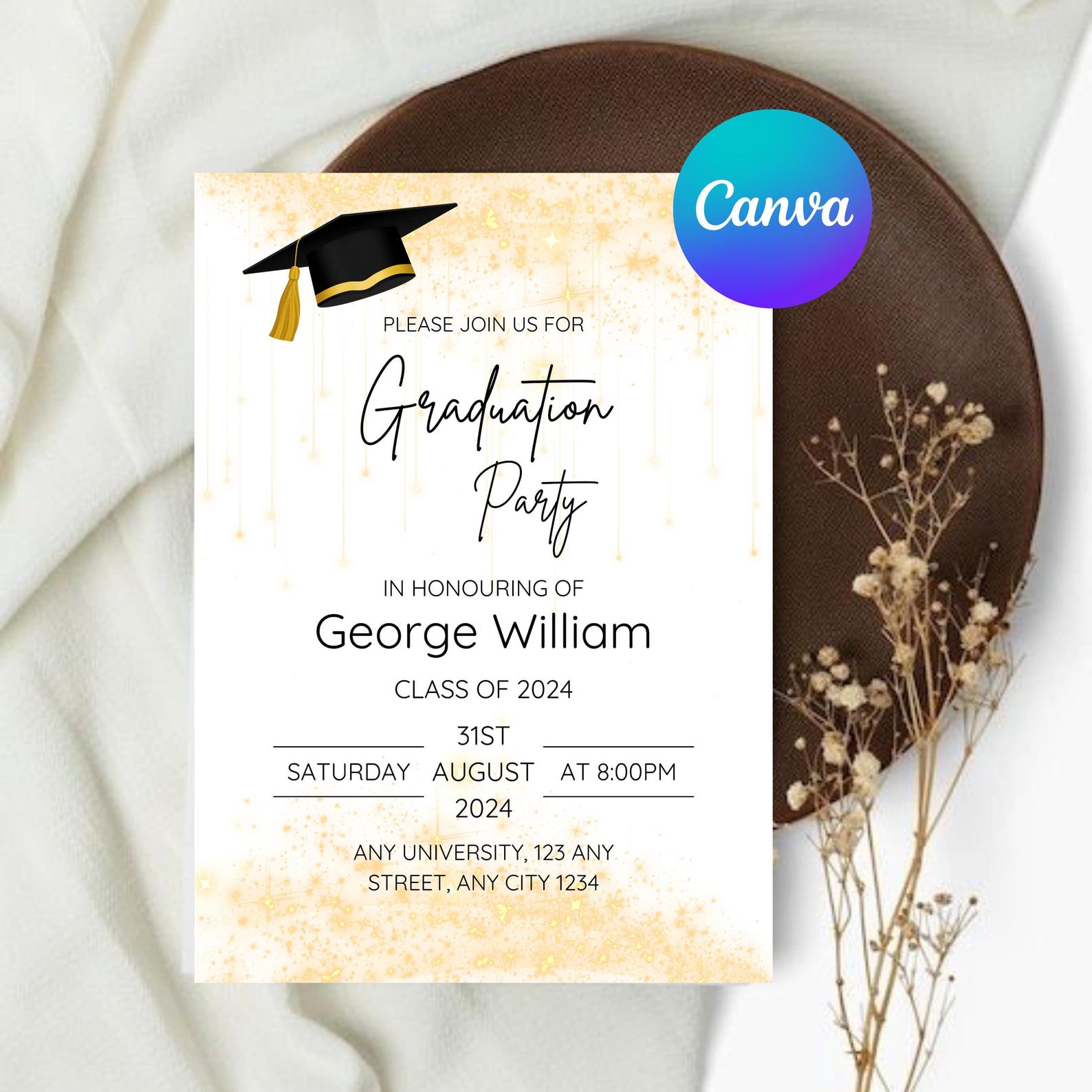 Graduation Party Invitation Template Editable Graduation Announcement ...
