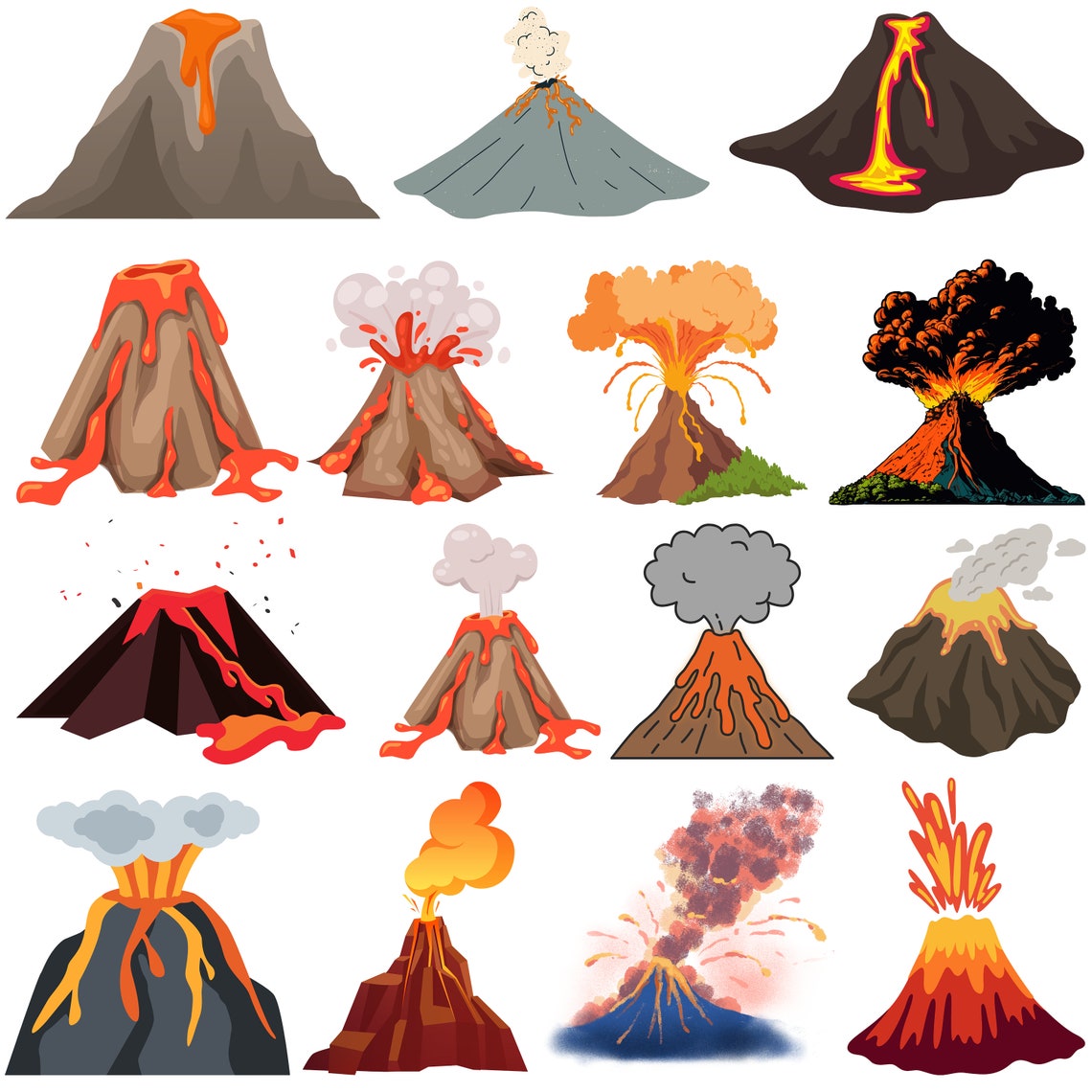 Volcano Scene SVG Bundle, Volcano Png, Volcano Vector, Volcano Clipart ...