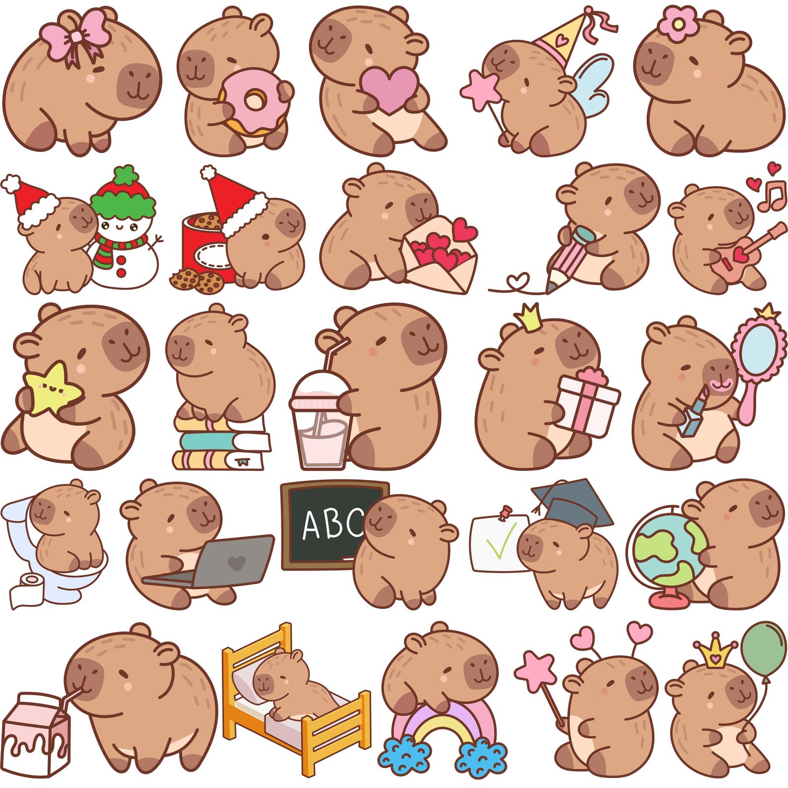 Capybara mignon PNG, Capybara SVG Bundle, clipart drôle Capybara ...
