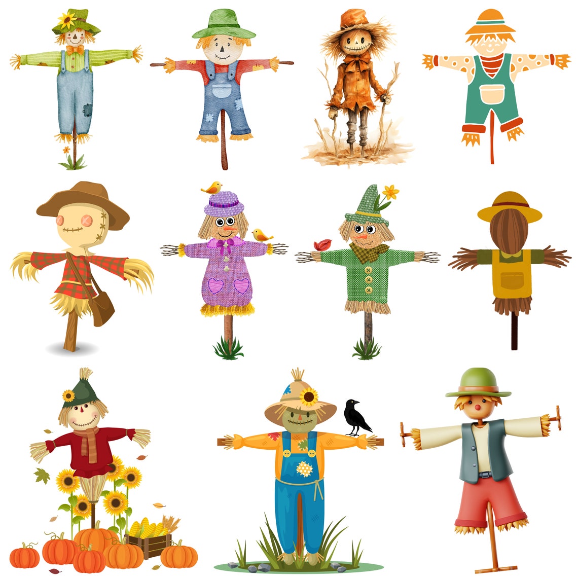 Scarecrow SVG Bundle, Scarecrow Cut Files,halloween Svg, Scarecrow ...