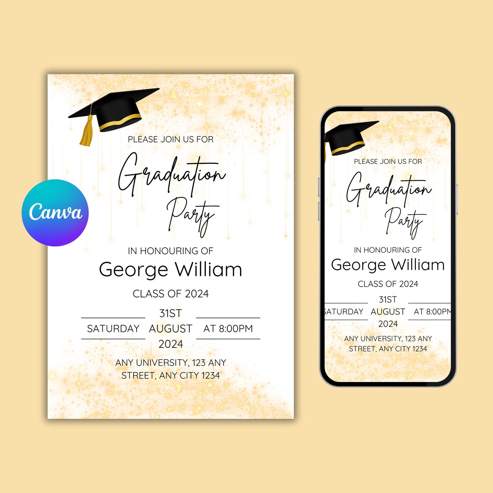 Graduation Party Invitation Template Editable Graduation Announcement ...