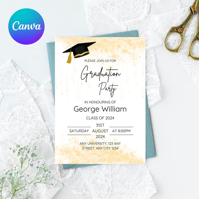 Graduation Party Invitation Template Editable Graduation Announcement ...
