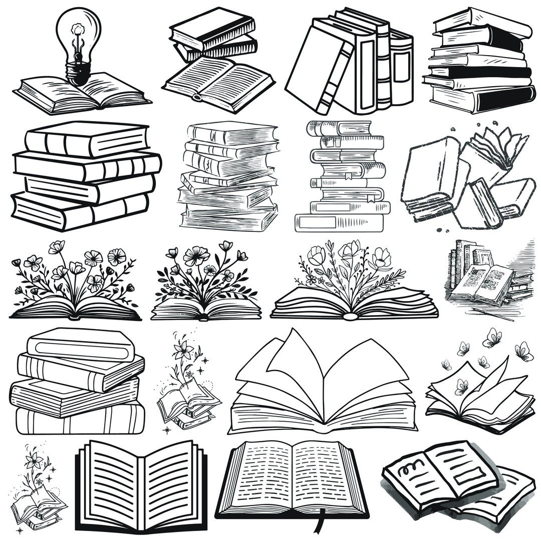 Books SVG Bundle, Floral Book SVG, Wildflowers Book Bundle Svg, Stack ...