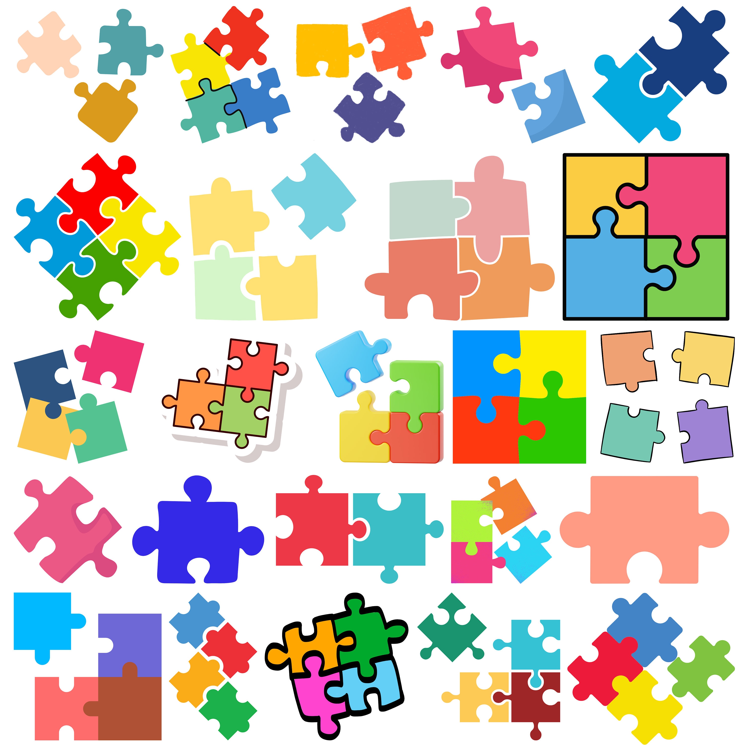 Puzzle Svg Bundle, Jigsaw Puzzle Svg, Puzzle Cut Template, Puzzle Piece ...