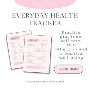 Wellbeing Mental Health Daily Tracker Pink Self Care Journal Printable ...