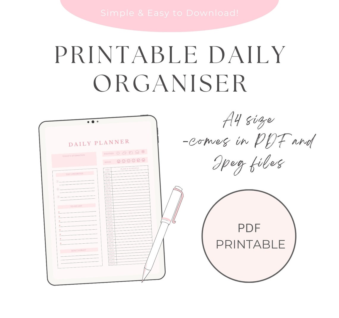 Printable Daily Planner Digital Download Minimal Schedule Everyday ...