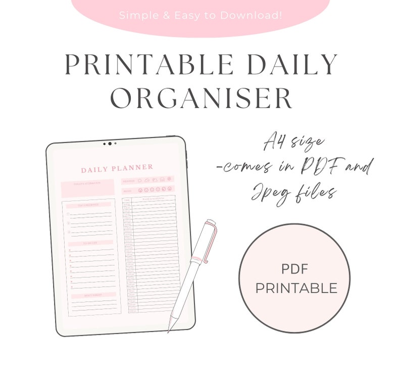 Printable Daily Planner Digital Download Minimal Schedule Everyday ...