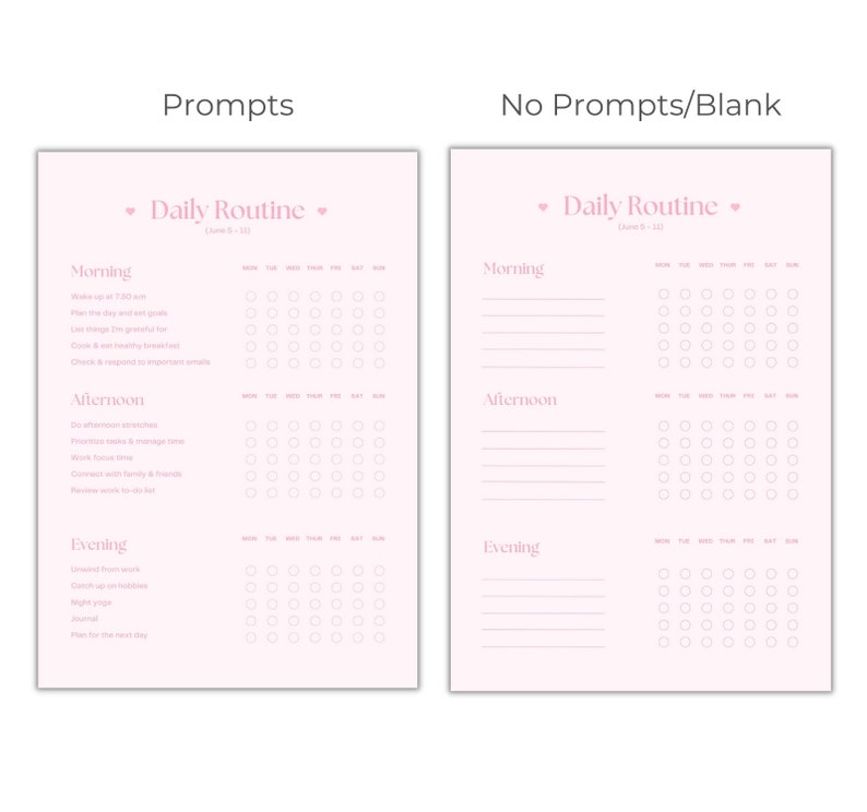 Daily Routine Checklist Planner Printable Everyday Organizer Pink ...