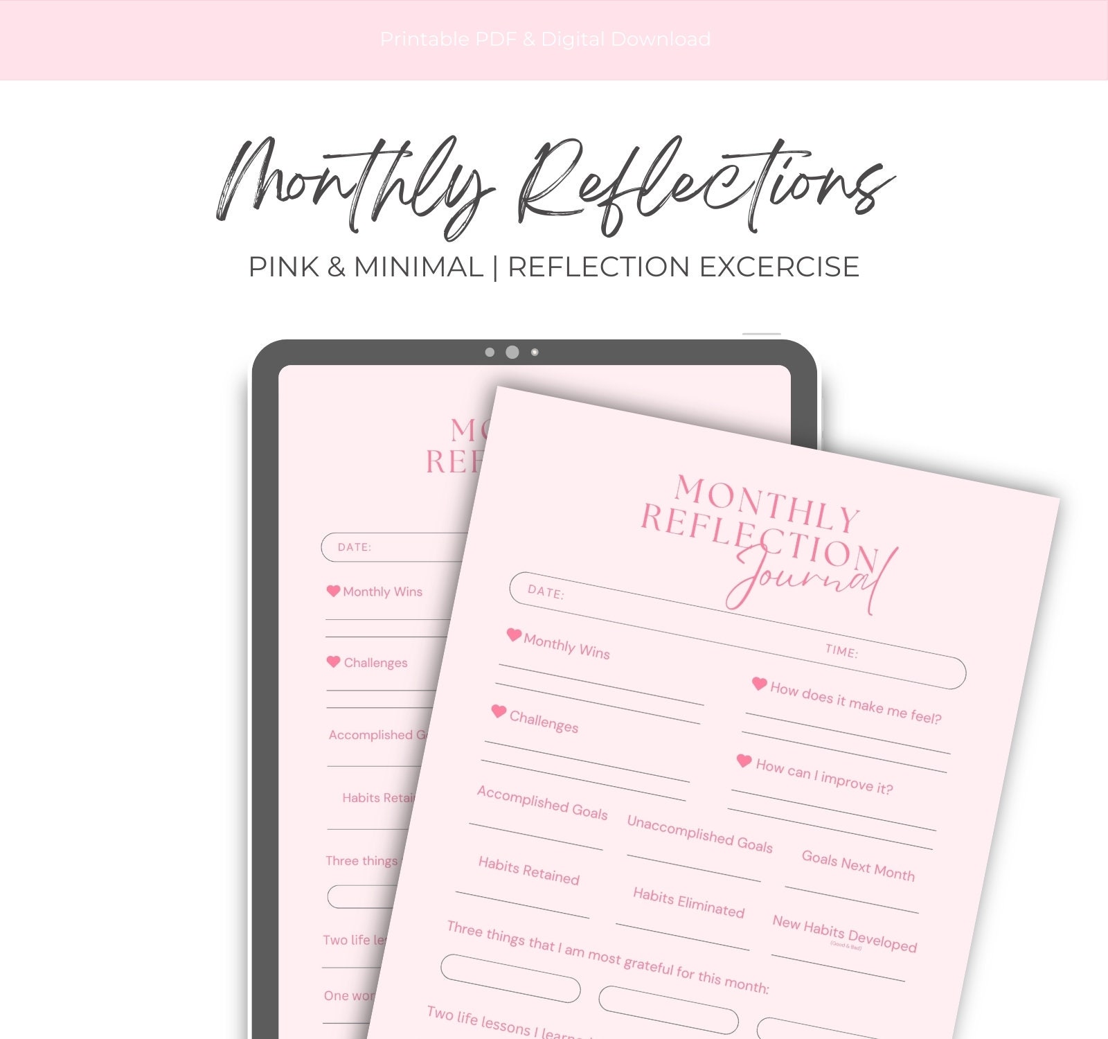Printable Monthly Reflection Journal Instant Digital Download ...