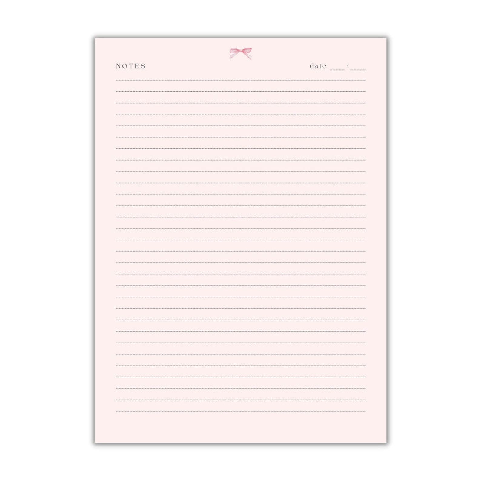 Coquette Printable Minimalist Ribbon Lined Notebook Pink Digital ...