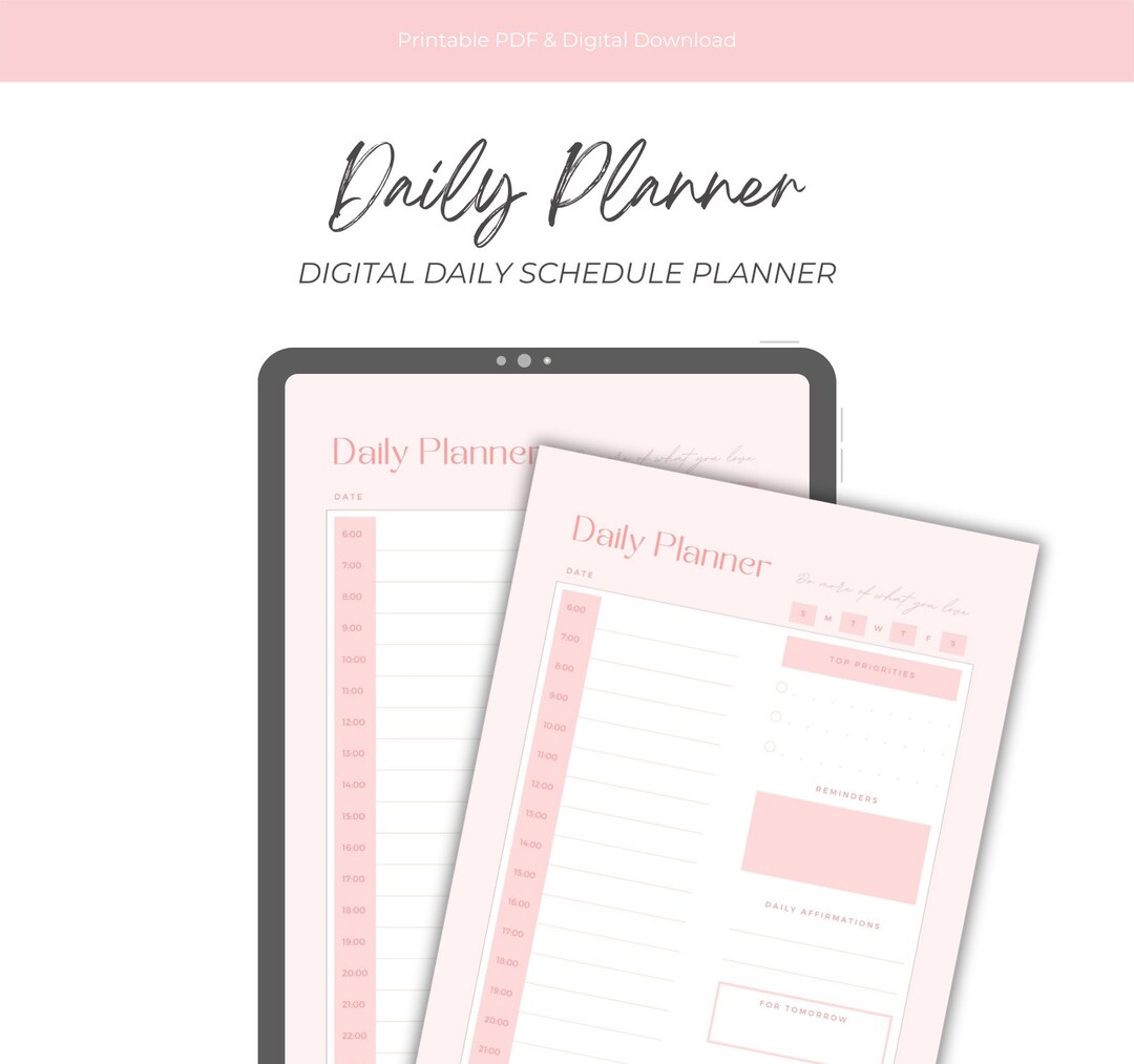 Daily Digital Planner Digital Download Organization Scheduler Cute ...