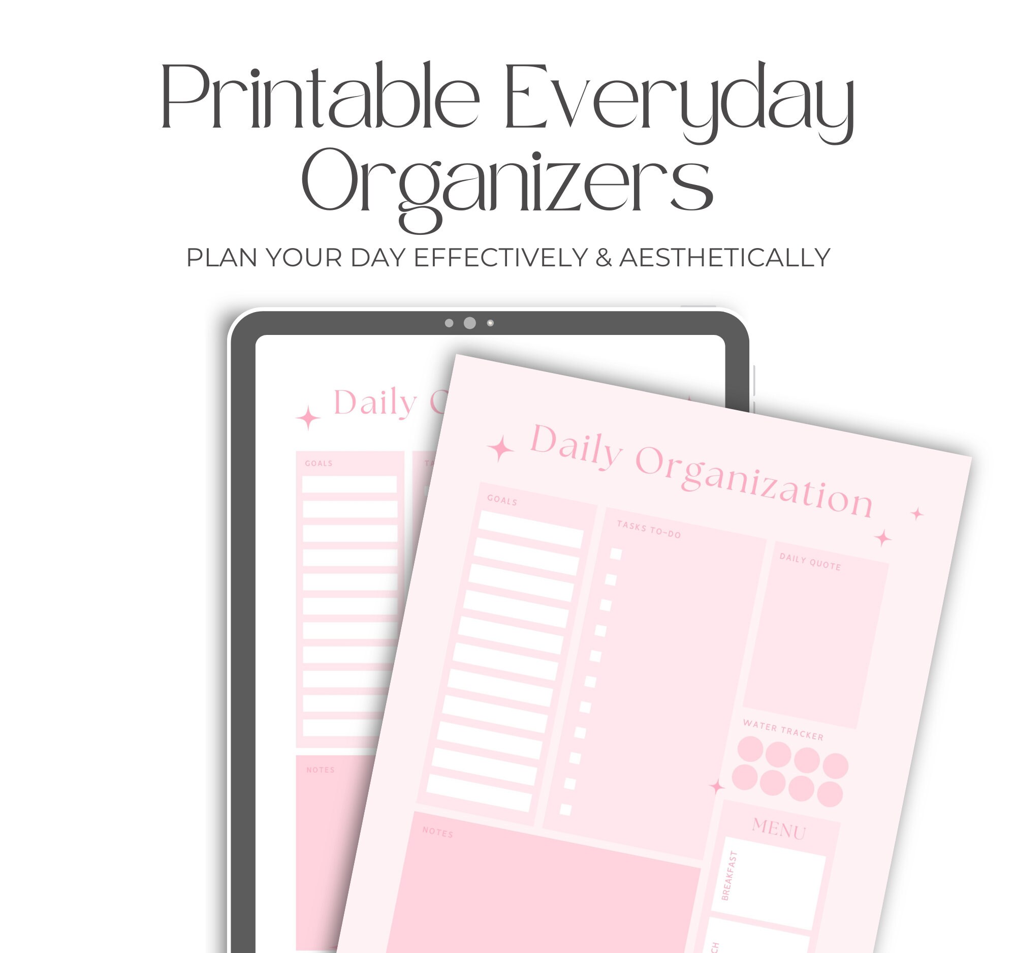 Daily Organization Printable Planner Everyday Organizer Pink Minimal ...