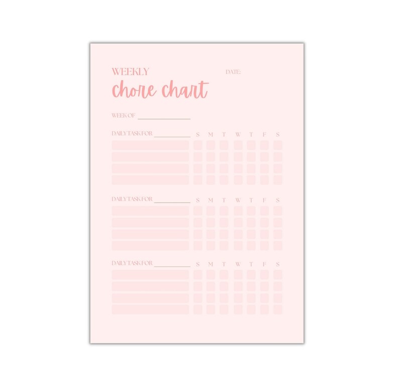 Weekly Chore Chart Printable Digital Instant Download Planner Organiser ...