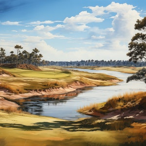 Golf Course Digital Landscape Art Print Collection - Instant Download ...