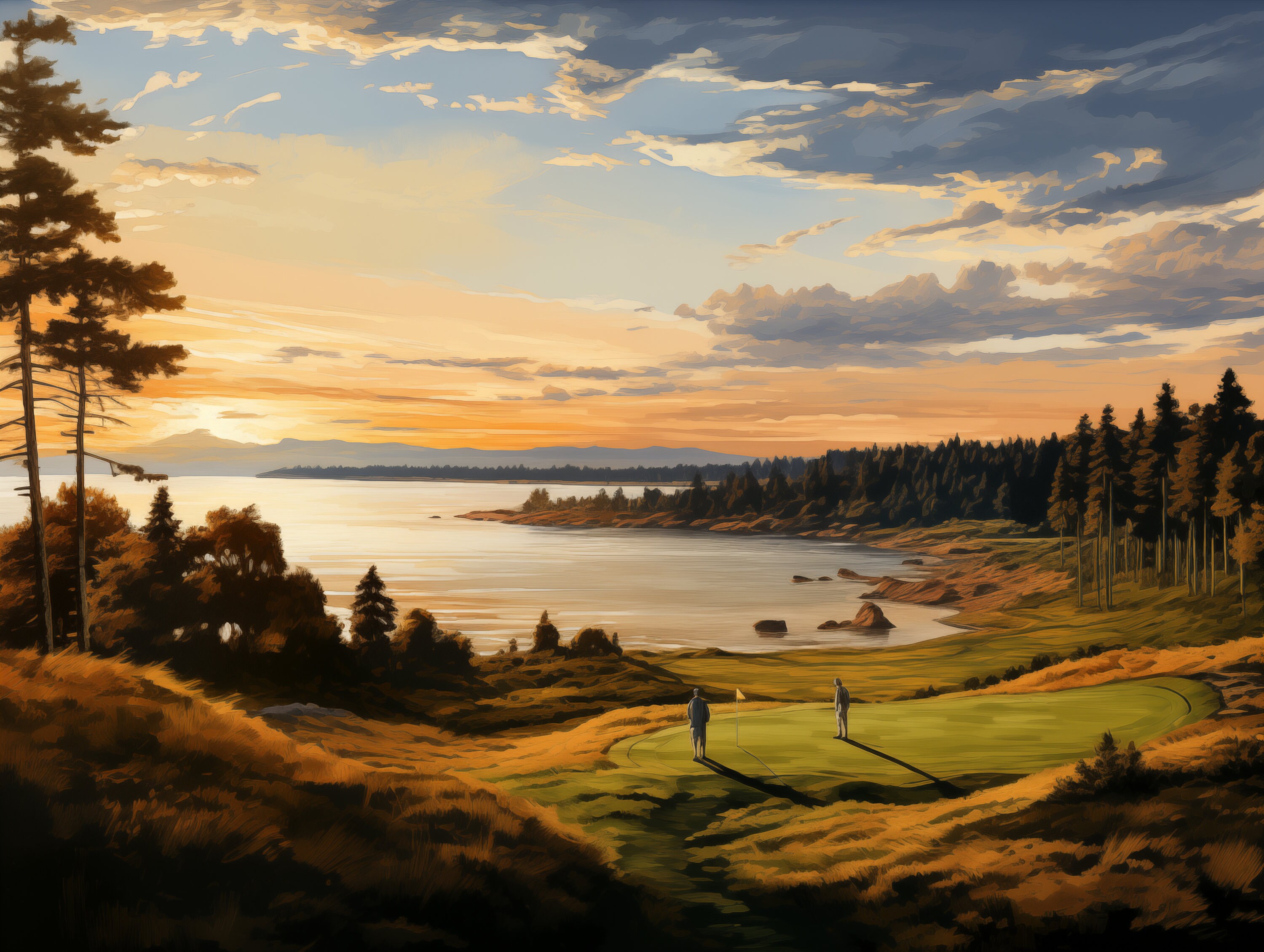 Golf Course Digital Landscape Art Print Collection - Instant Download ...