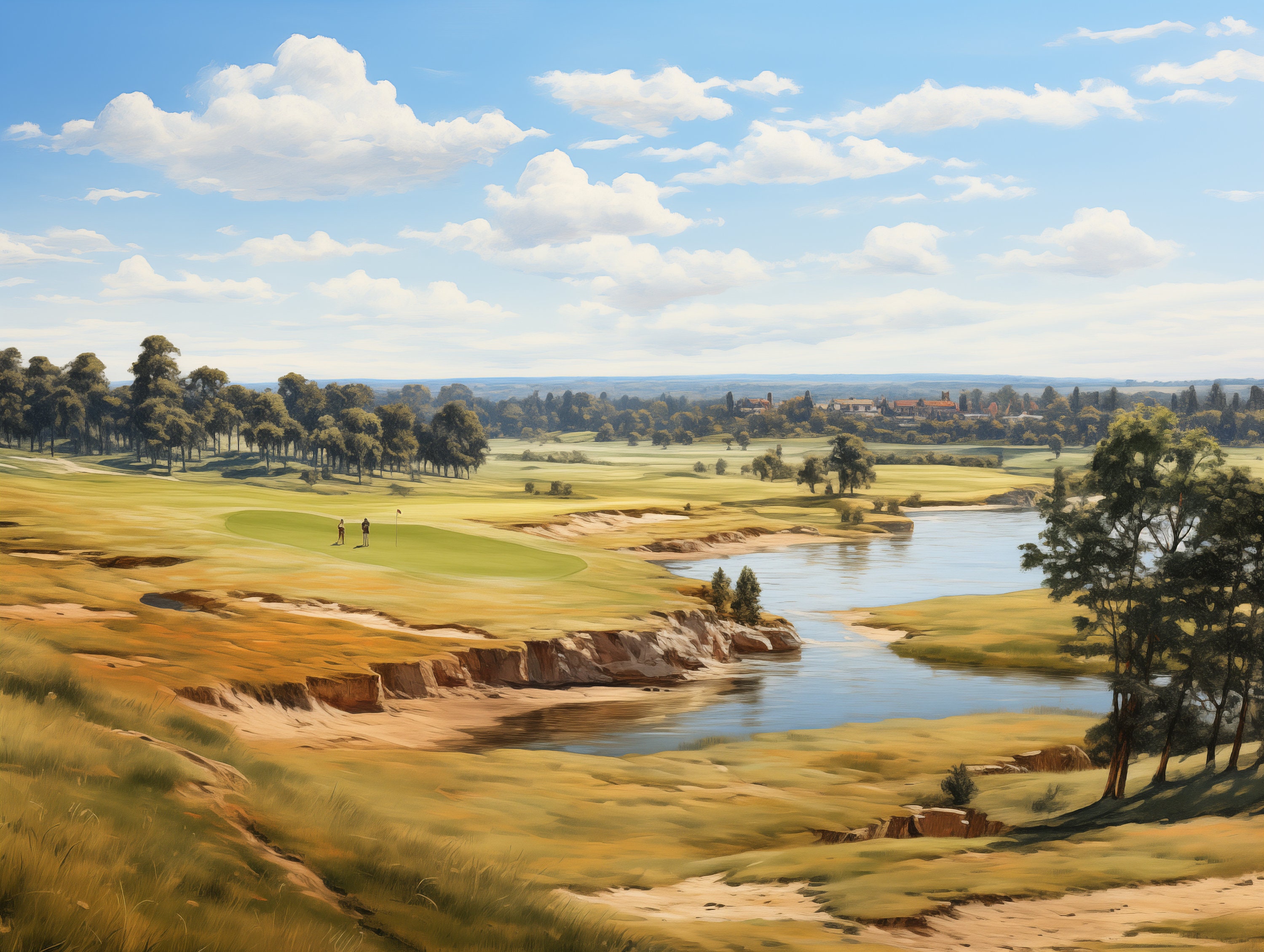Golf Course Digital Landscape Art Print Collection - Instant Download ...