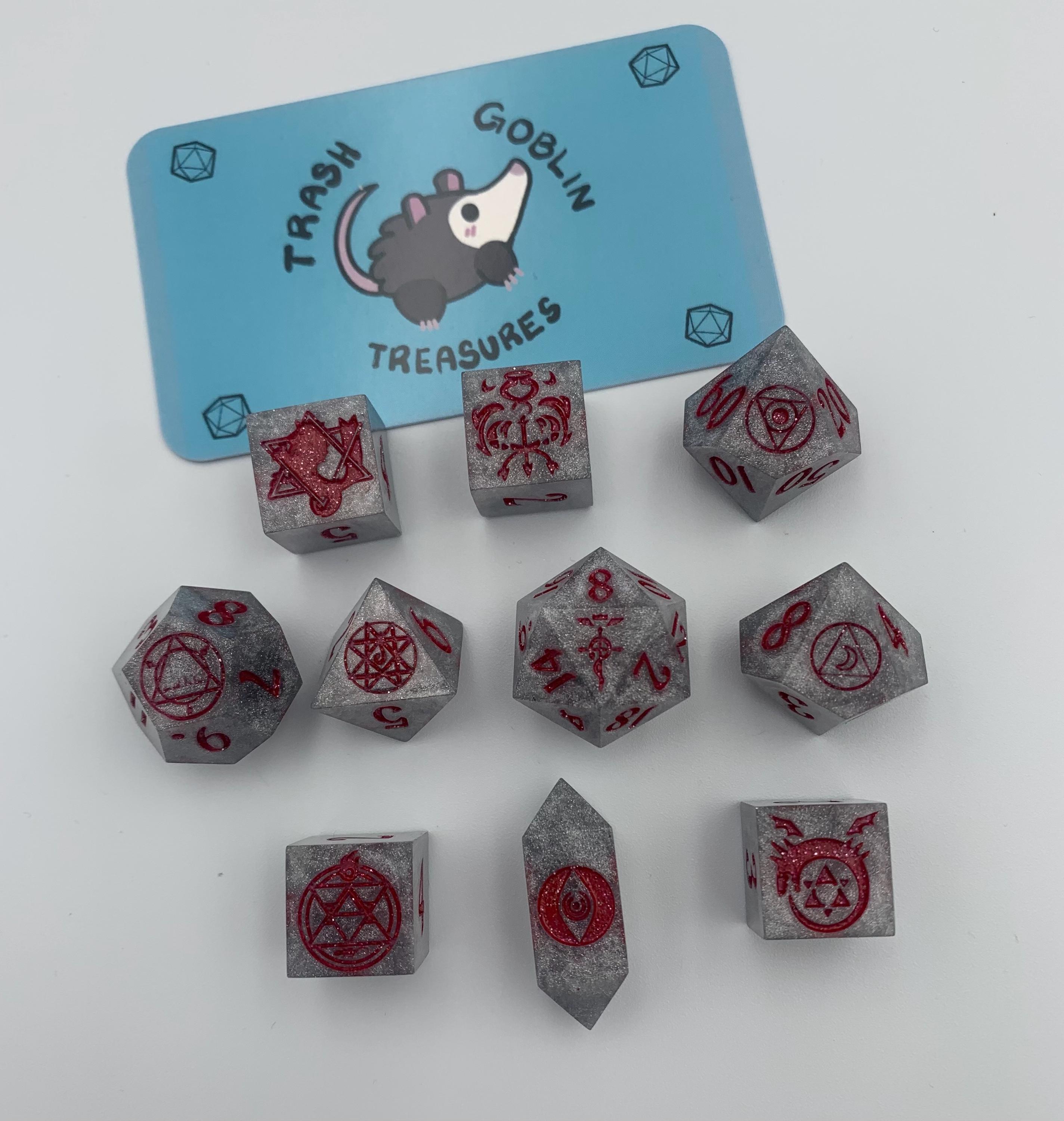 Philosopher Stones 10 Piece Anime Resin Dice Set for Dungeons and ...