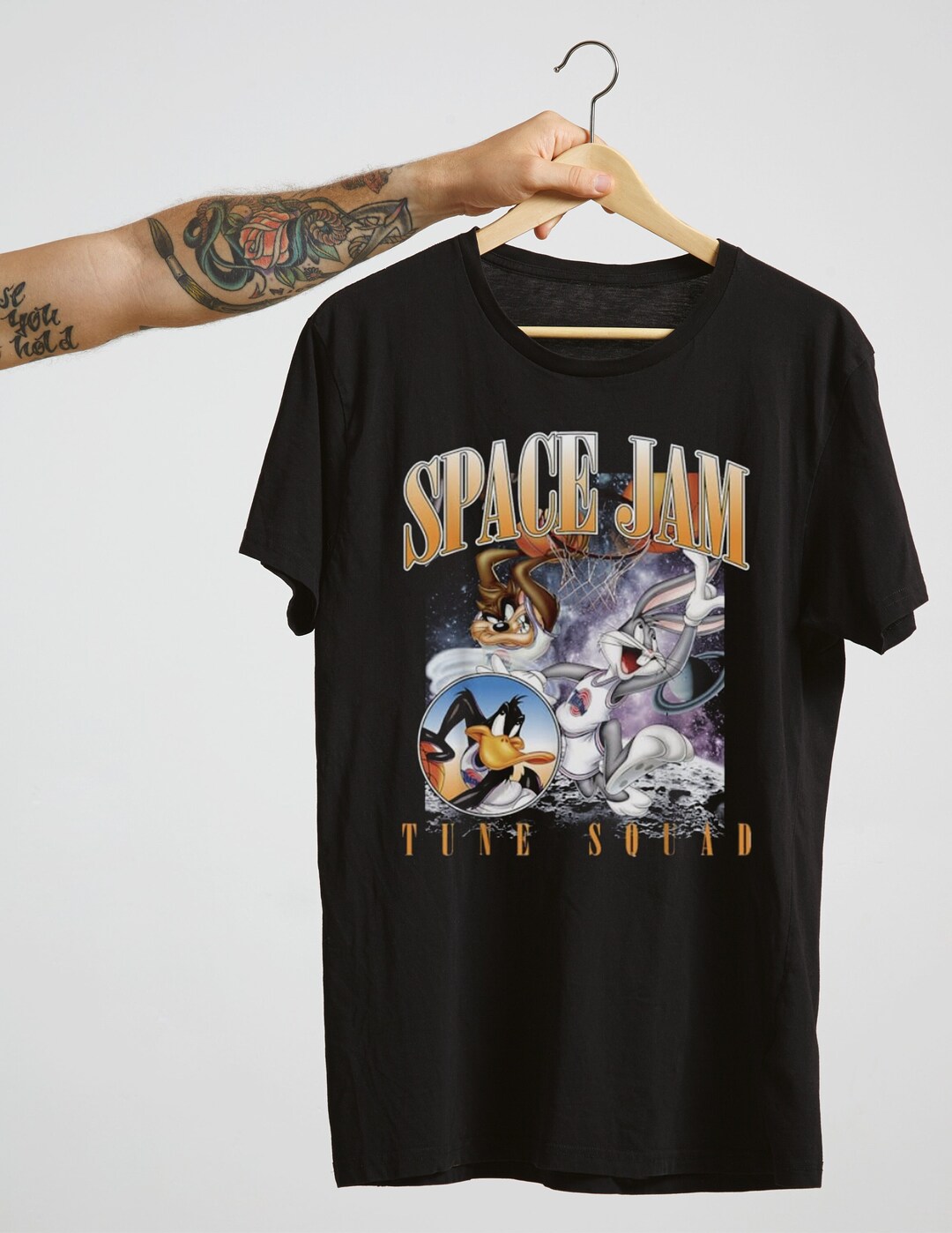 Graphic Tee Vintage Space Jam Gift for Him 90s Movie Graphic Tee ...