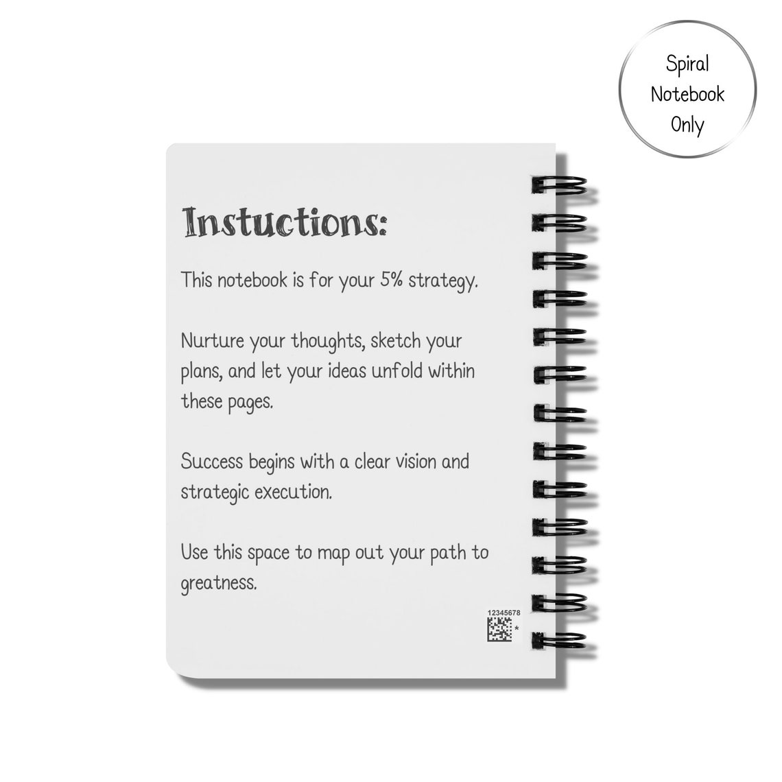 SUCCESS 95 Percent Mindset 5 Percent Strategy Spiral Notebook, Bob ...