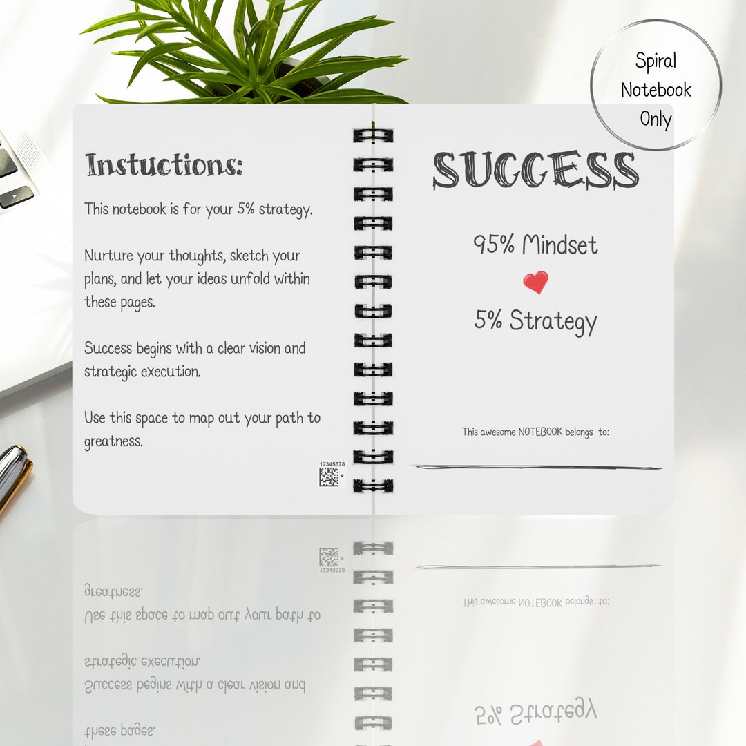 SUCCESS 95 Percent Mindset 5 Percent Strategy Spiral Notebook, Bob ...
