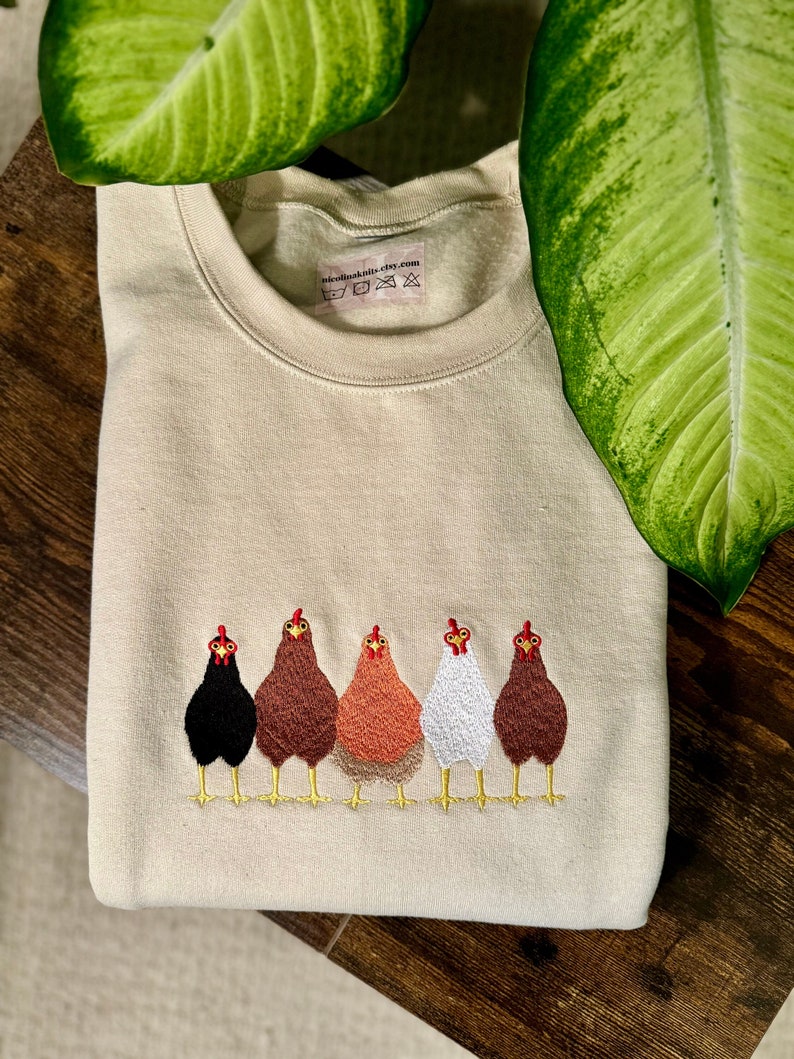 Embroidered Sweater | Chicken Embroidered Sweater - Etsy