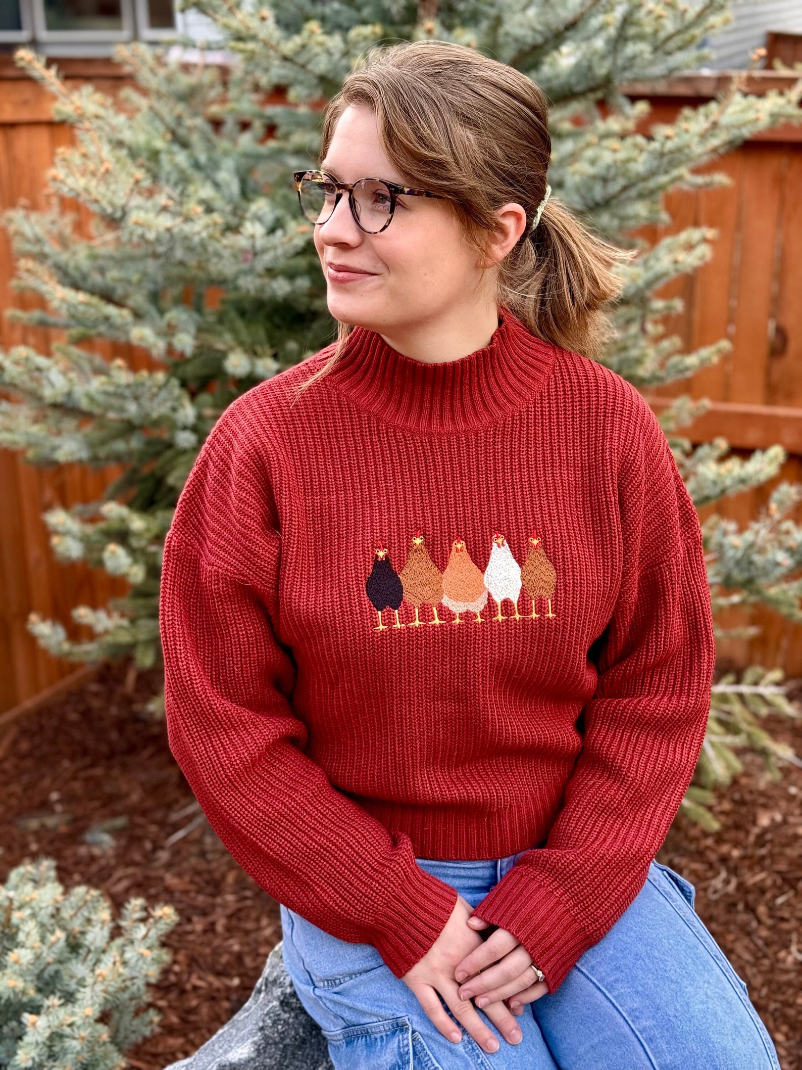 Embroidered Sweater Chicken Embroidered Sweater - Etsy