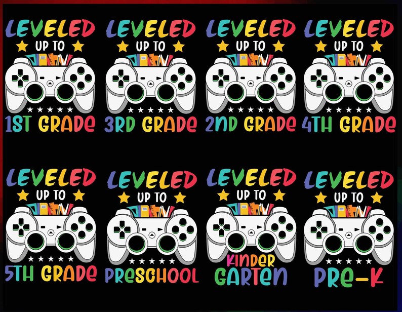 Back to School Bundle Pack SVG, Leveled up to Kindergarten Pre-k 1st ...