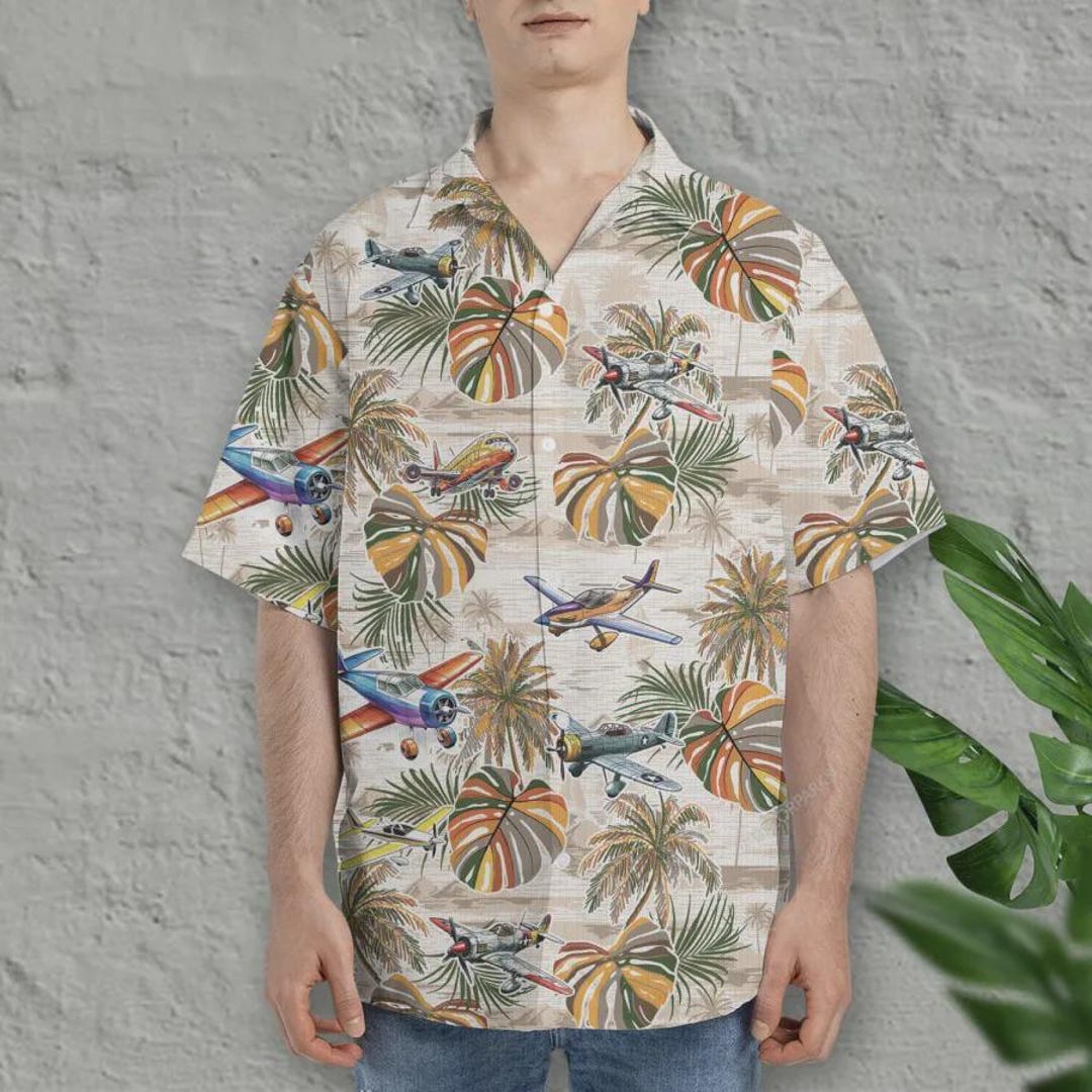 Vintage Airplane Hawaiian Shirt, Tropical Aircraft Summer Shirt ...