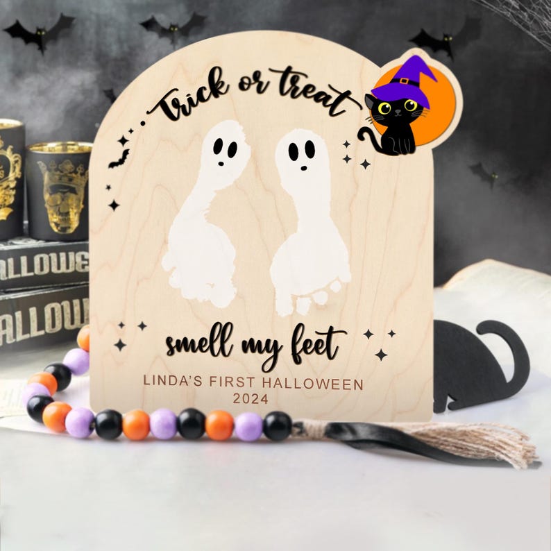 Custom Trick or Treat Smell My Feet DIY Footprint Sign, Personalized ...