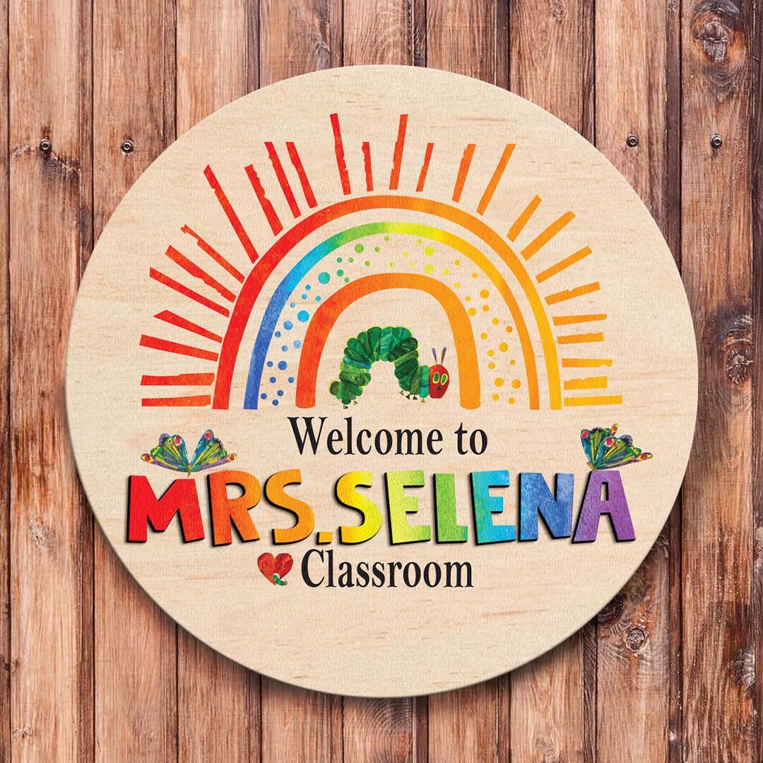 Custom Teacher Classroom Door Sign, Rainbow Classroom Door Hanger, Back ...