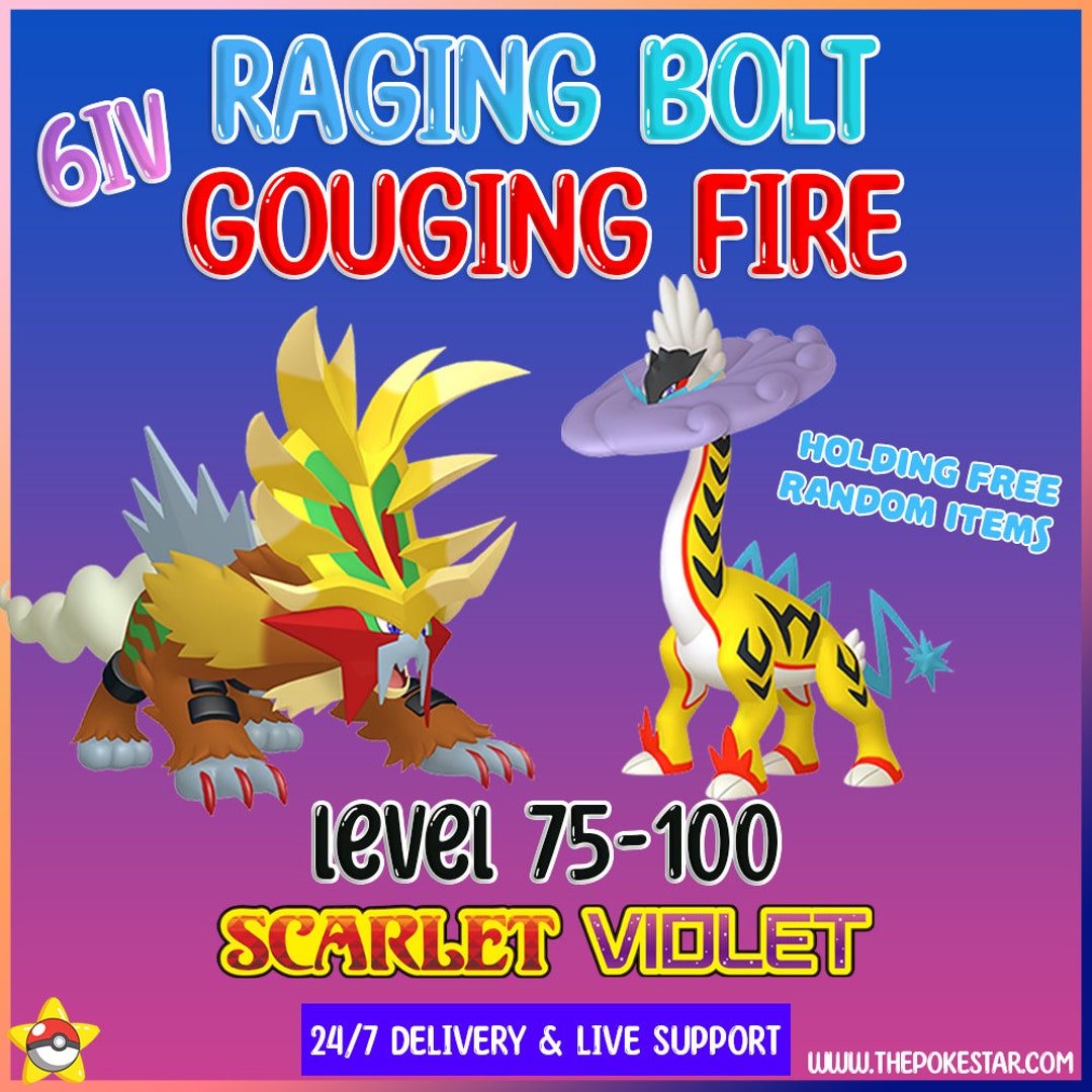 6IV Gouging Fire & Raging Bolt / Pokemon Scarlet and Violet / Choose ...