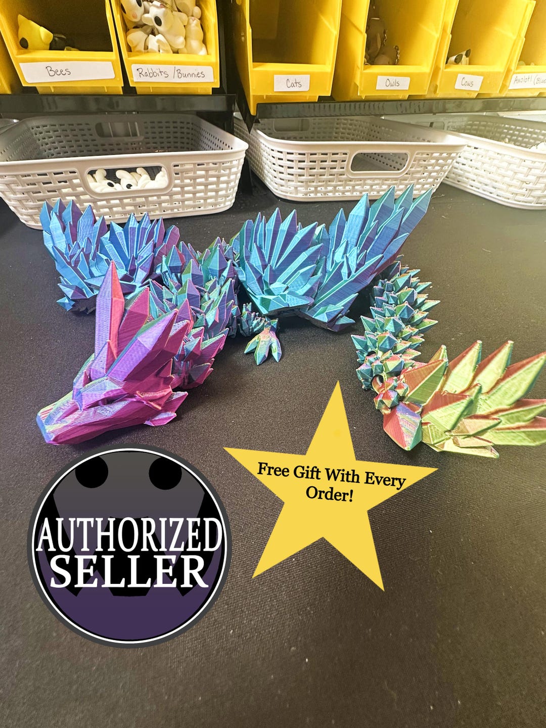 Crystal Wing Dragon Toy | 3D Printed Articulating Dragon | Cinderwing ...