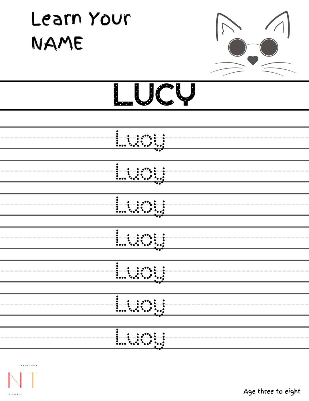 Lucy Name Tracing Worksheet for Preschool Kids Homeschool Prek ...