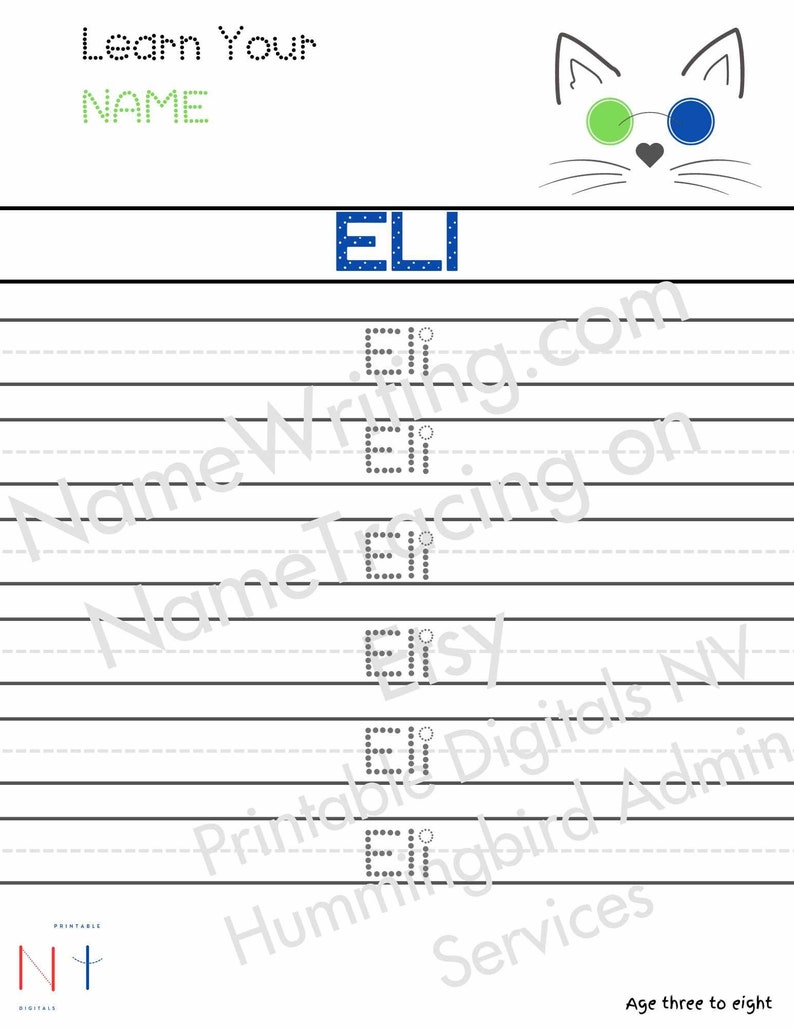 Eli Name Tracing Worksheet for Preschool Kids Homeschool Prek ...