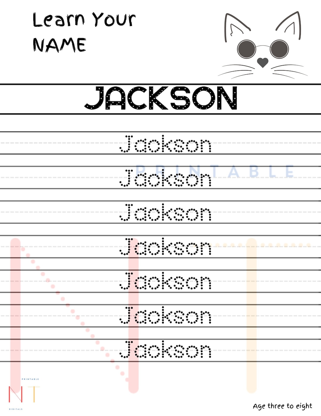 Jackson Name Tracing Worksheet for Preschool Kids Homeschool Prek ...