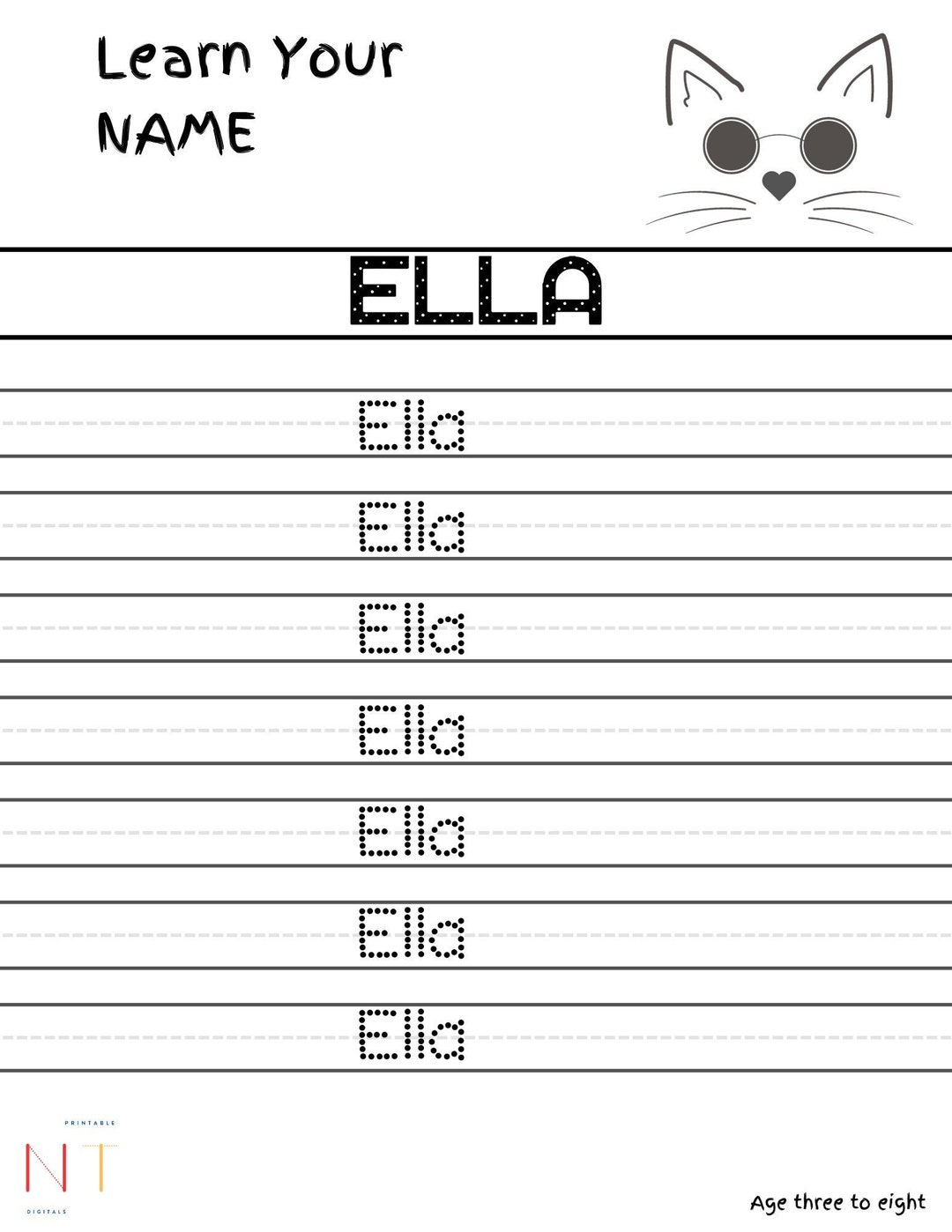 Ella Name Tracing Worksheet for Preschool Kids Homeschool Prek ...