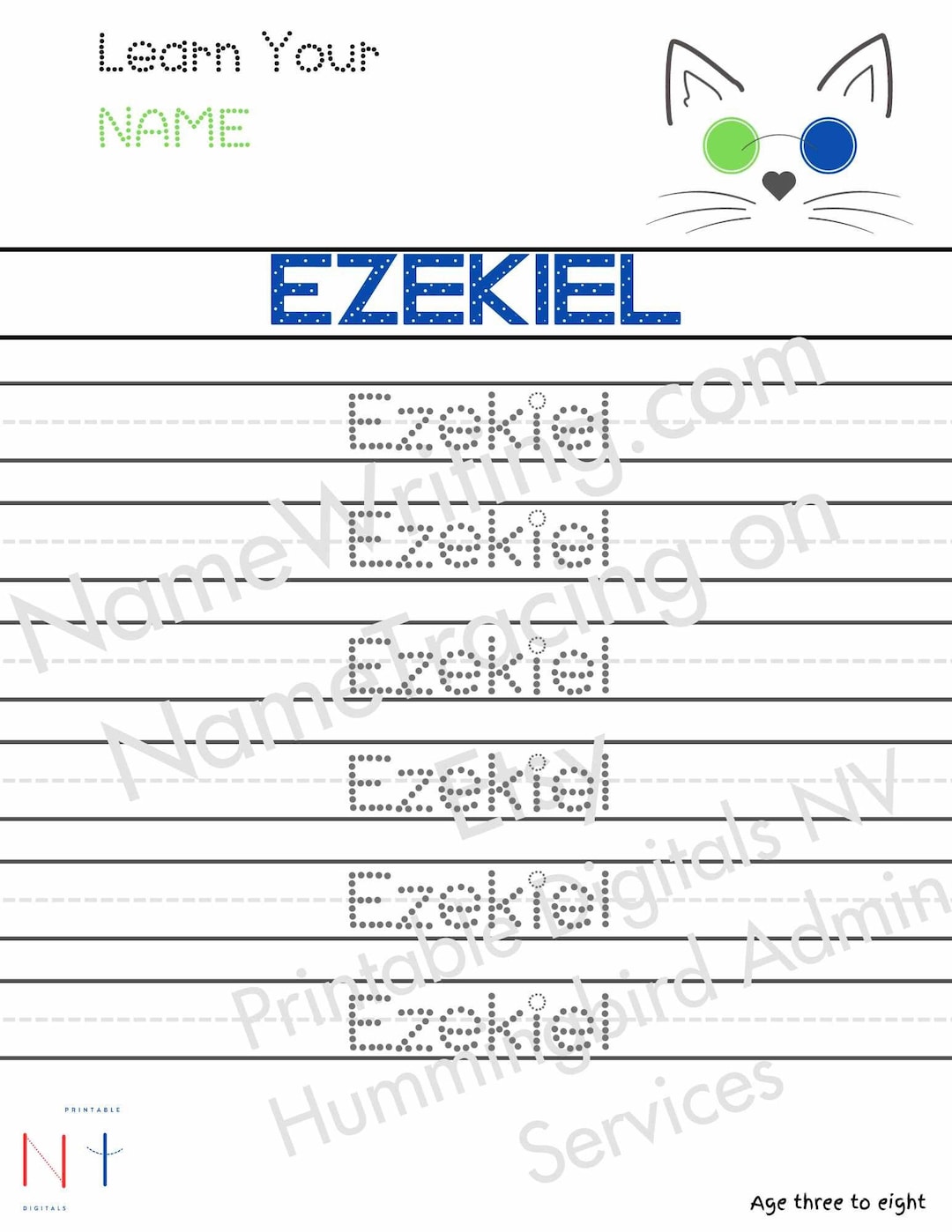 Ezekiel Name Tracing Worksheet for Preschool Kids Homeschool Prek ...