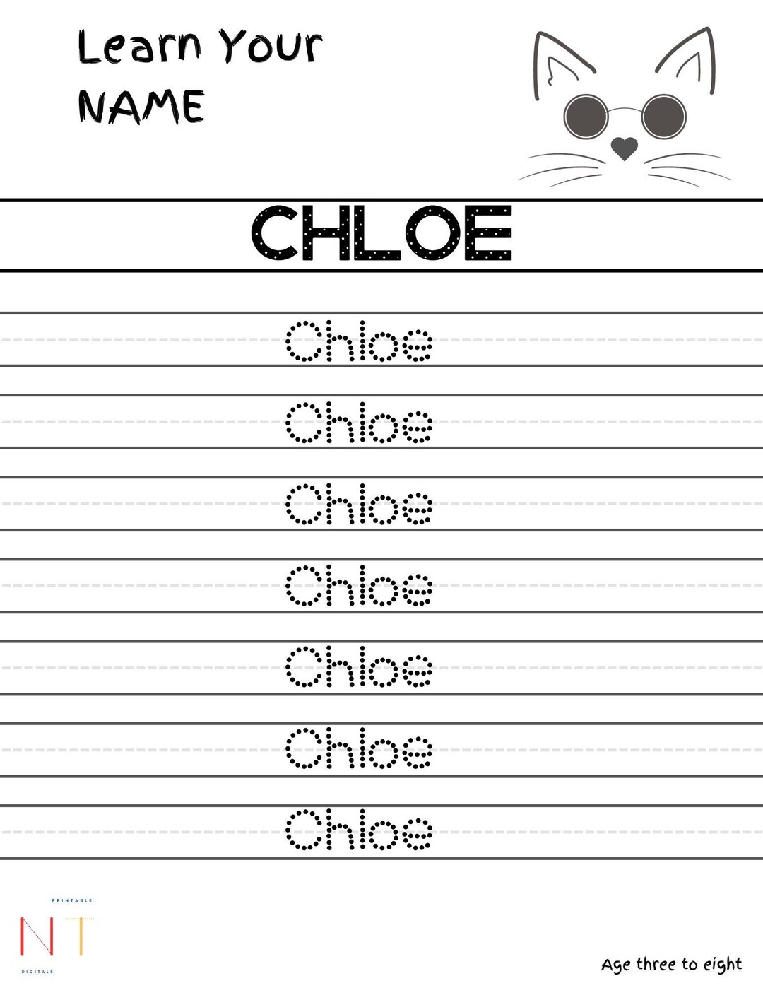 Chloe Name Tracing Worksheet for Preschool Kids Homeschool Prek ...
