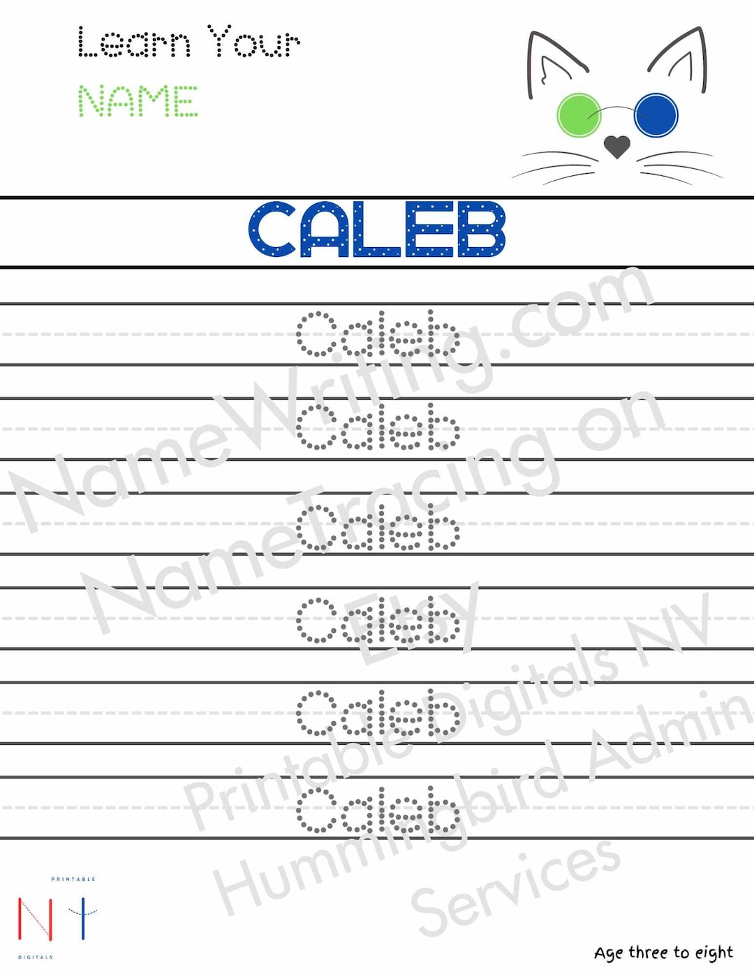 Caleb Name Tracing Worksheet for Preschool Kids Homeschool Prek ...