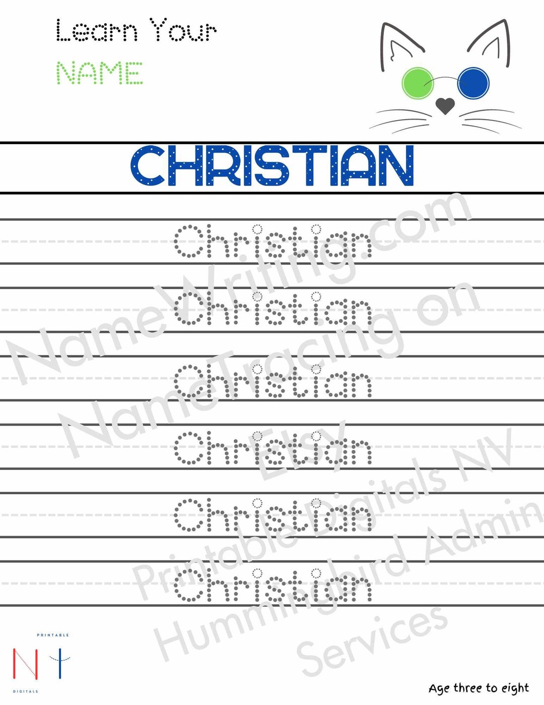 Christian Name Tracing Worksheet for Preschool Kids Homeschool Prek ...
