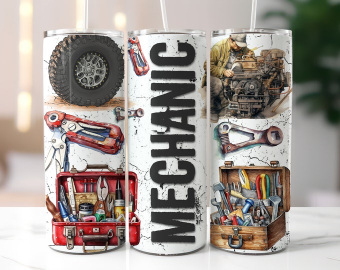 Mechanic 20oz Skinny Tumbler Wrap, Sublimation Design, Digital Download ...