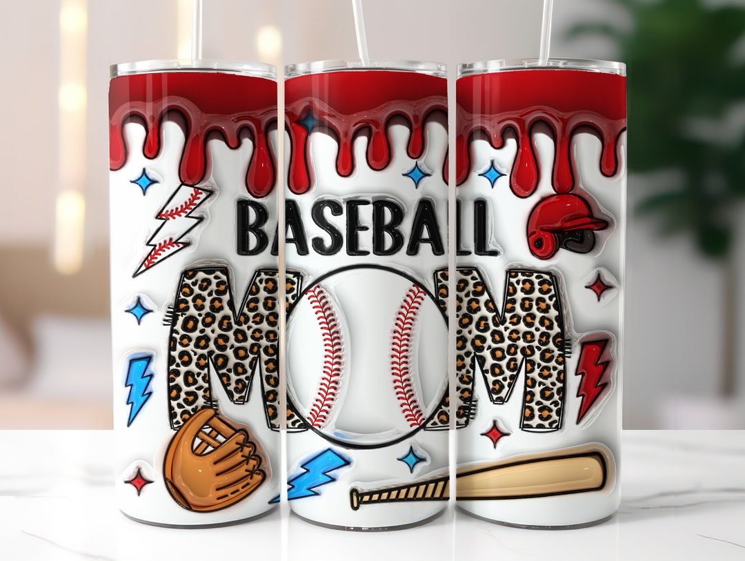 Baseball Mom Inflated Tumbler Wrap, 20oz Skinny Tumbler Sublimation ...