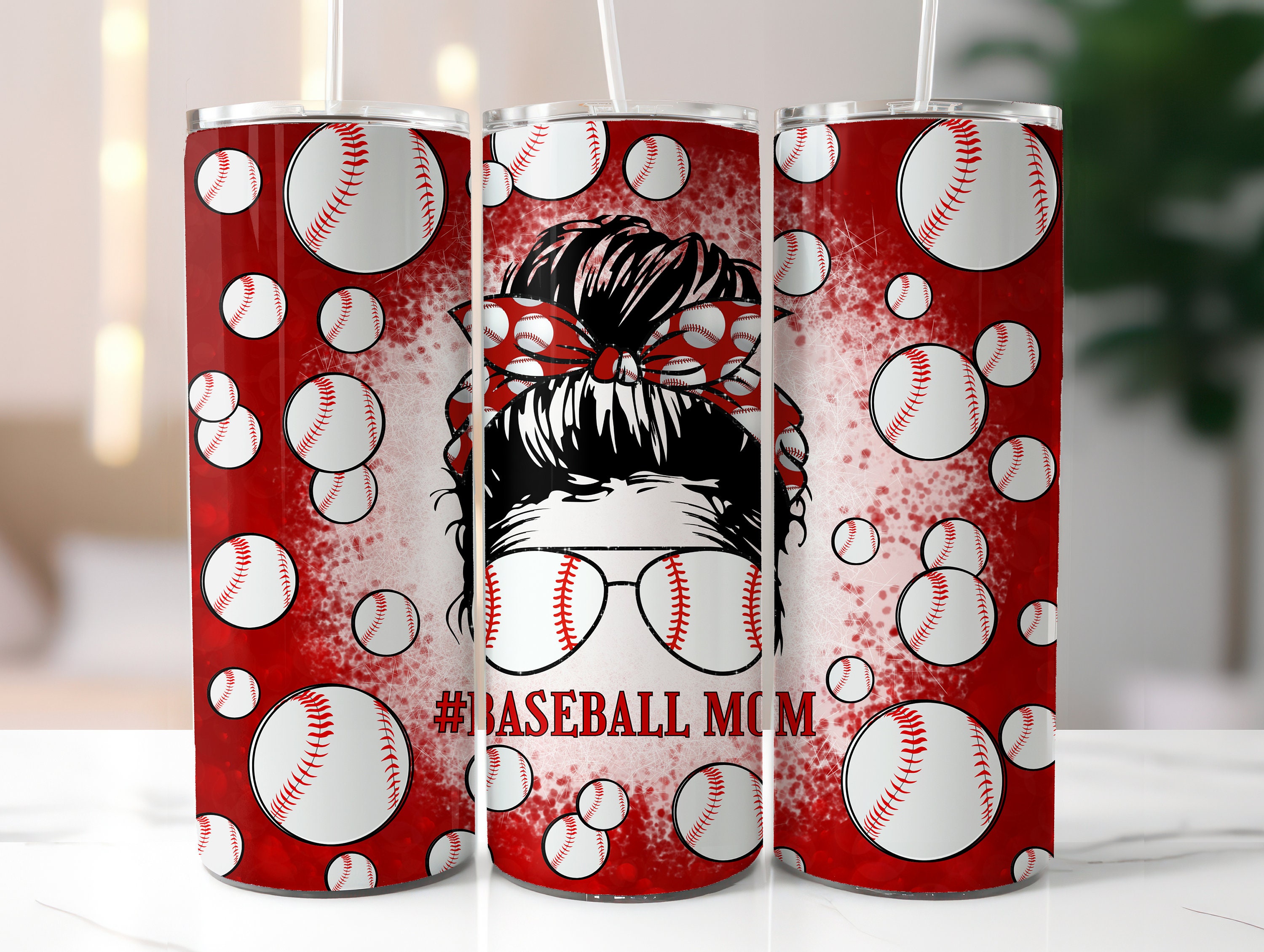 Baseball Mom 20oz Skinny Tumbler Wrap, Sublimation Design, Digital ...