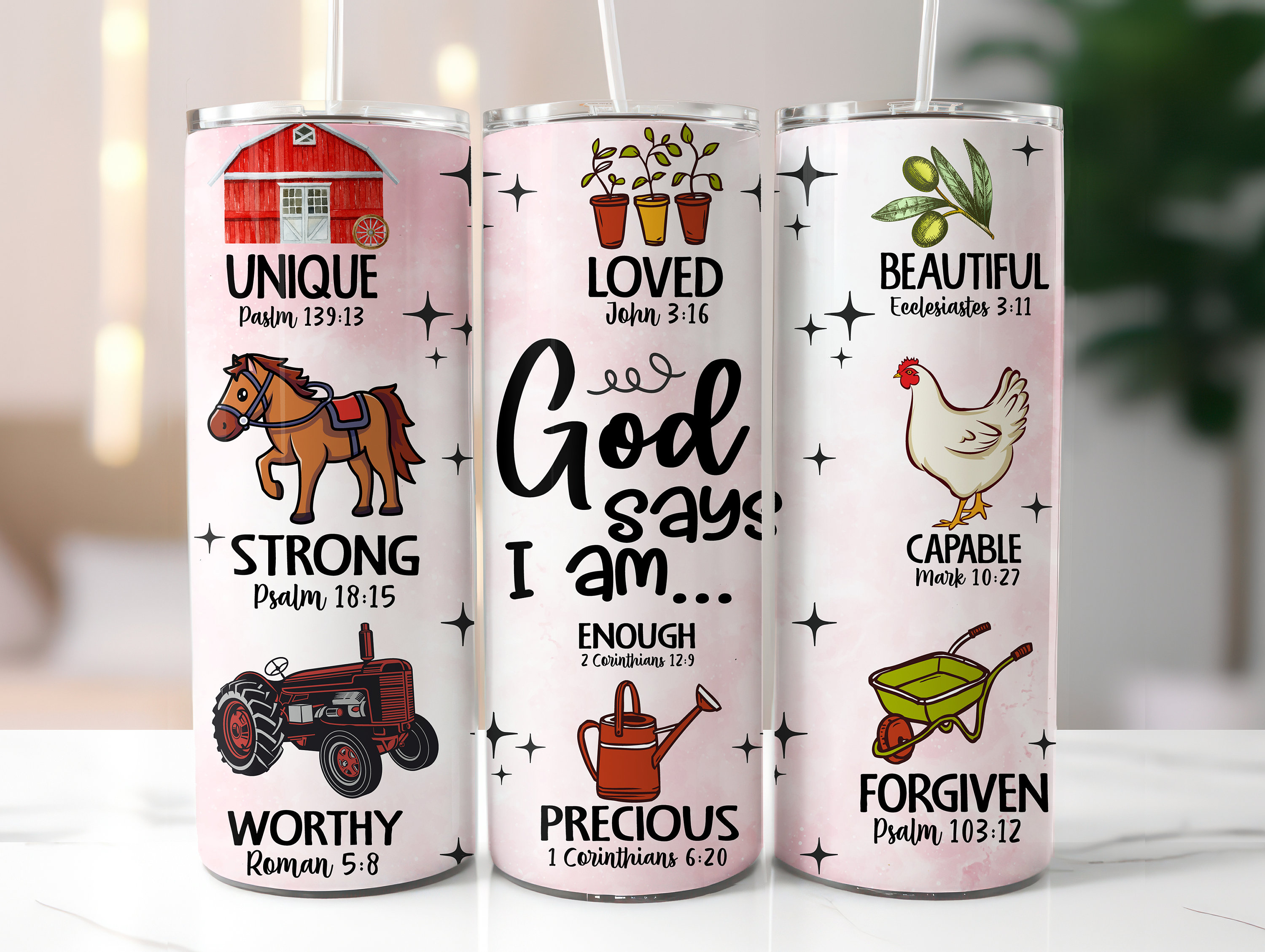 God Says I Am Farmer 20oz Skinny Tumbler Wrap, Sublimation Design ...
