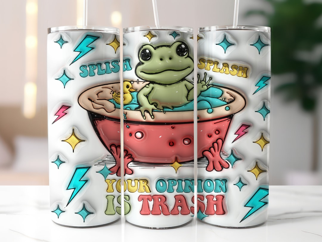 Funny Frog 20oz Skinny Inflated Tumbler Wrap, Sublimation Design ...