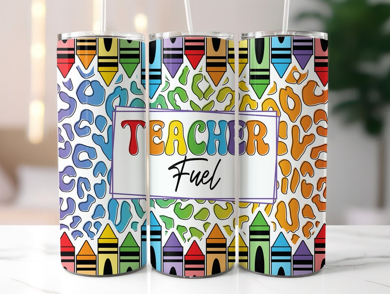 Teacher Fuel 20oz Skinny Tumbler Wrap, Sublimation Design, Digital ...