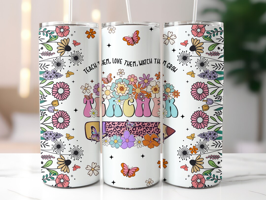 Teacher 20oz Skinny Tumbler Wrap, Sublimation Design, Digital Download ...