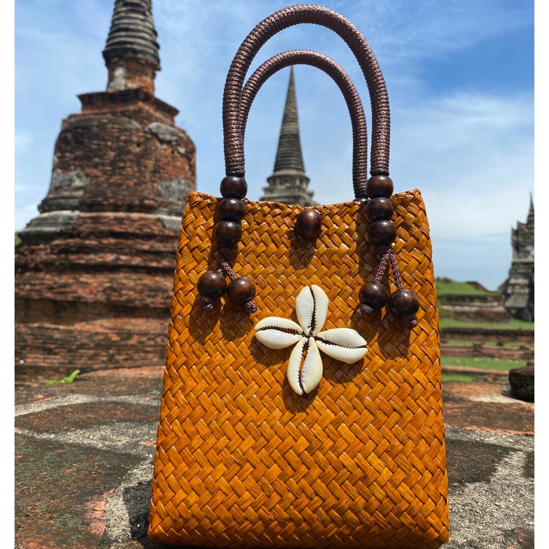 Woven Bag Summer Beach Bag Style Asia , Handbag Gift for Wife Handmade ...