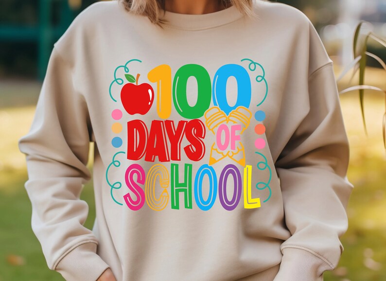 12 File Happy 100 Days of School PNG Bundle, Groovy Smile 100th Day ...